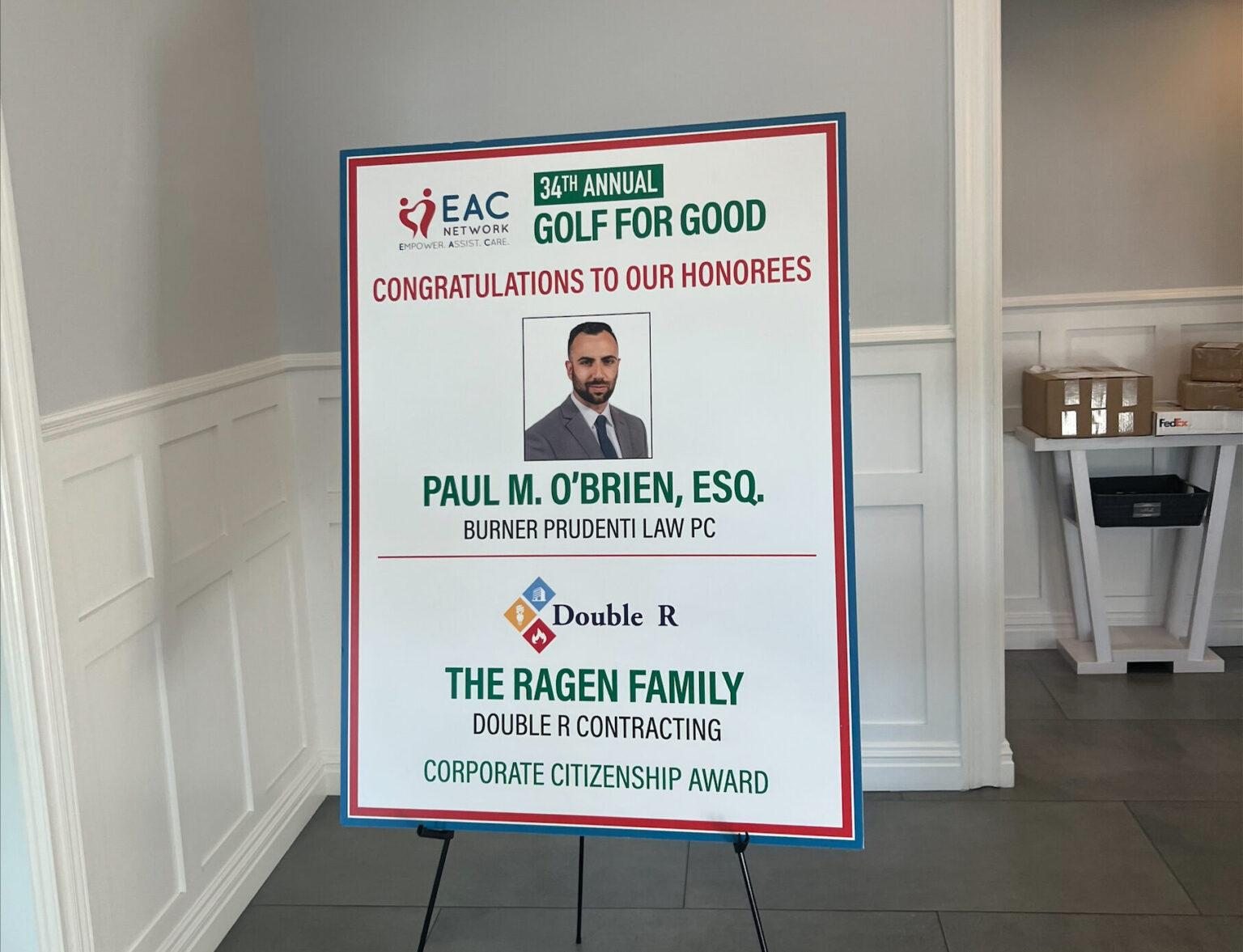 Paul M. O'Brien honored at EAC Network Golf for Good | Burner Prudenti ...